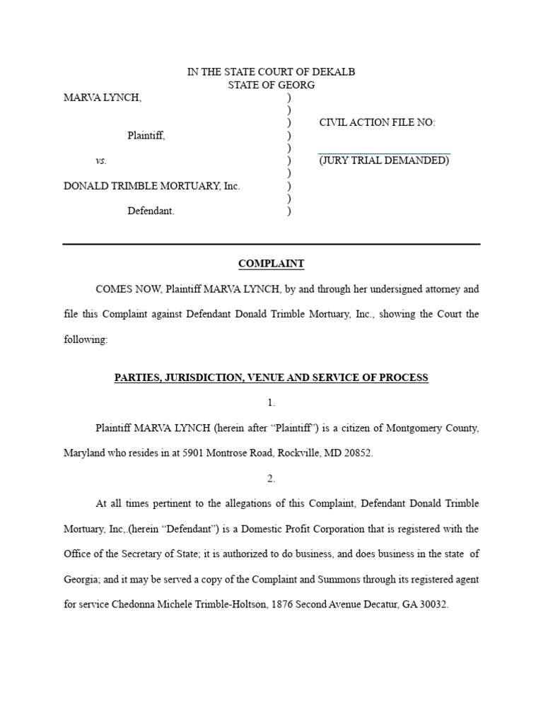 Lynch v. Donald Trimble Mortuary | PDF | Negligence | Damages