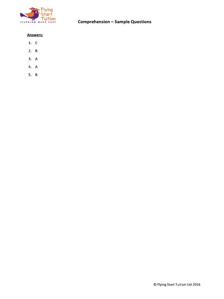 Comprehension Sample Answers | PDF