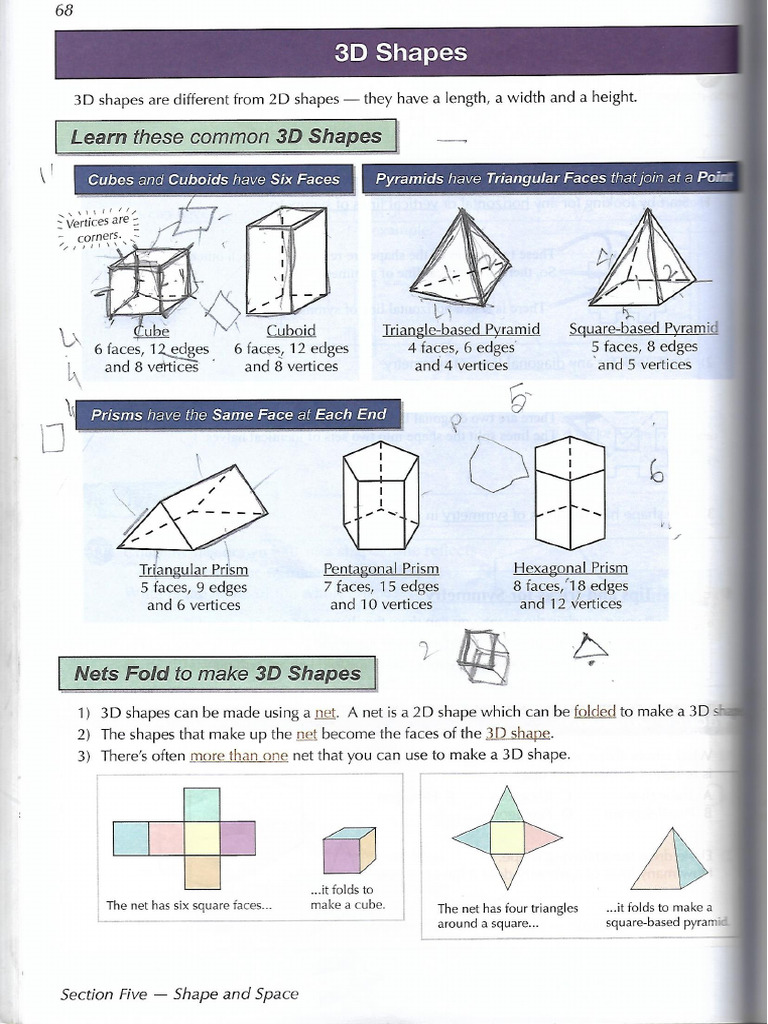 3d Shapes From Maths Book | PDF