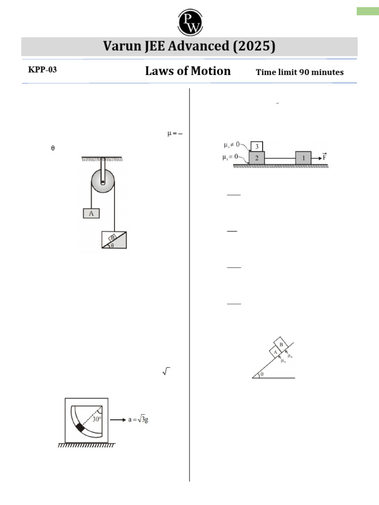 KPP 03 - Laws of Motion - Varun JEE Advanced 2025 | PDF | Force ...