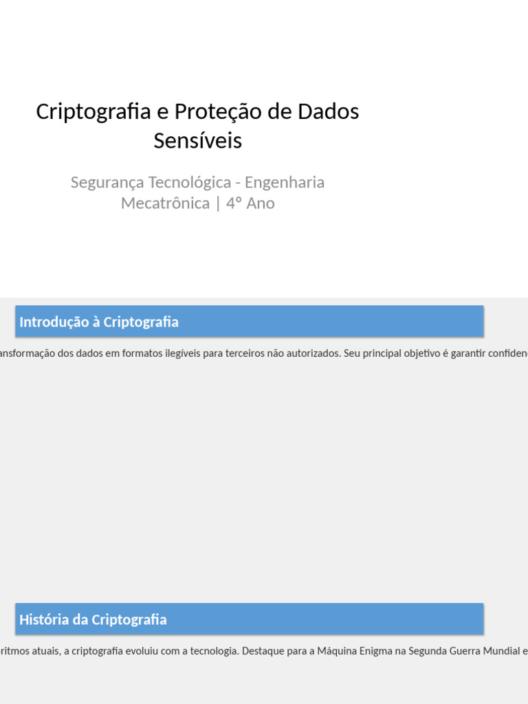 Criptografia e Protecao de Dados Sensiveis COMPLETO | PDF | Criptografia | Criptografia de chave ...