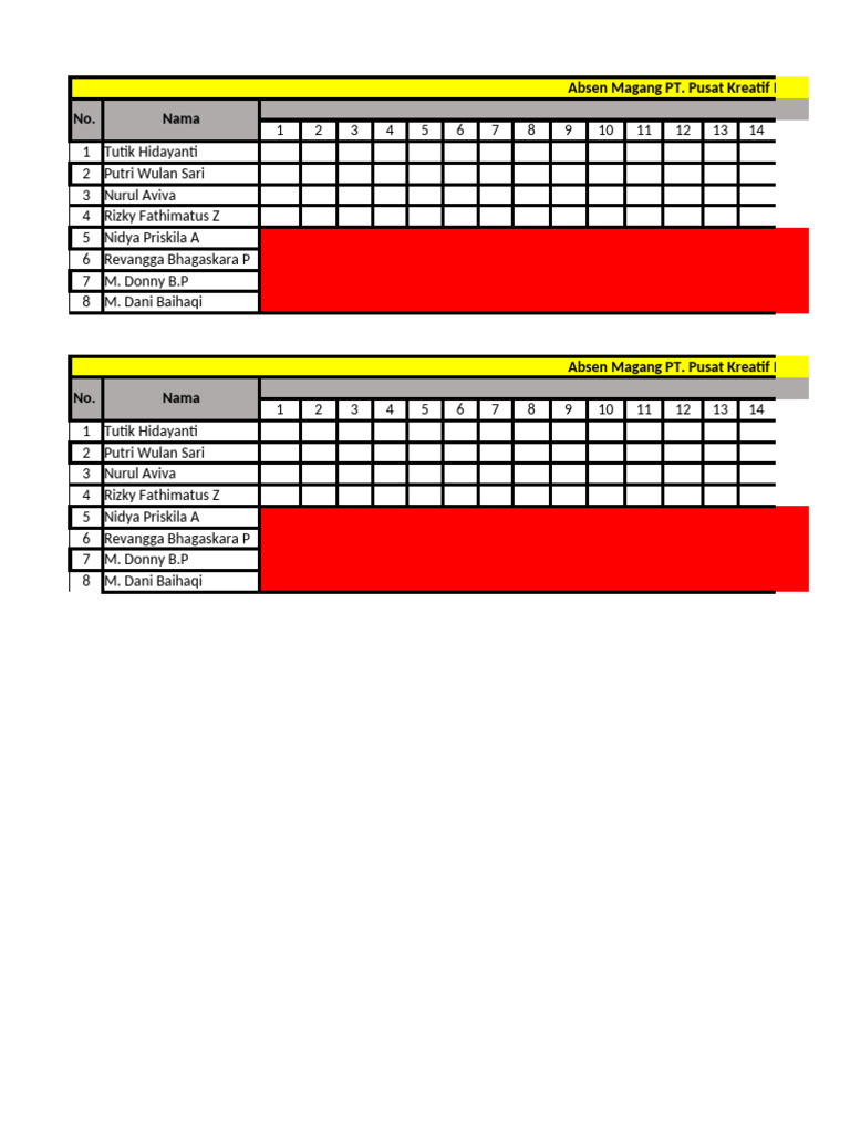 Absen Magang PT Pusat Kreatif Indonesia | PDF