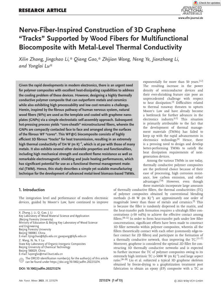 2023 - Adv. Funct. Mater. - (木质纤维构建的高导热生物复合材料) Nerve-Fiber-Inspired ...