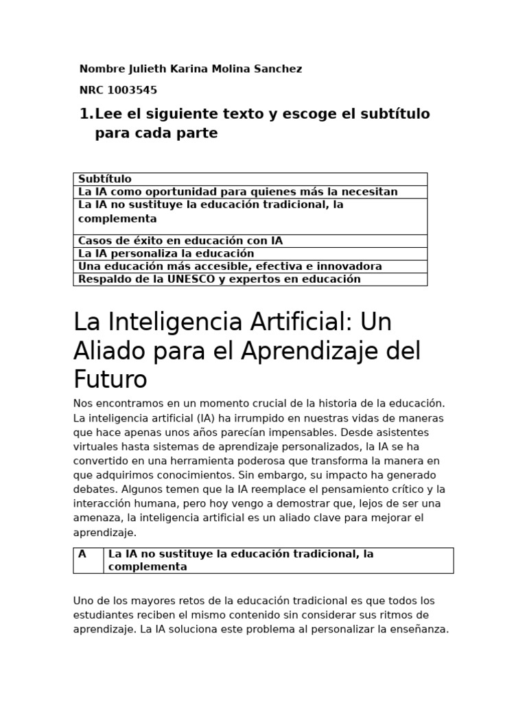 Julieth Molina | PDF | Inteligencia artificial | Inteligencia (IA) y semántica