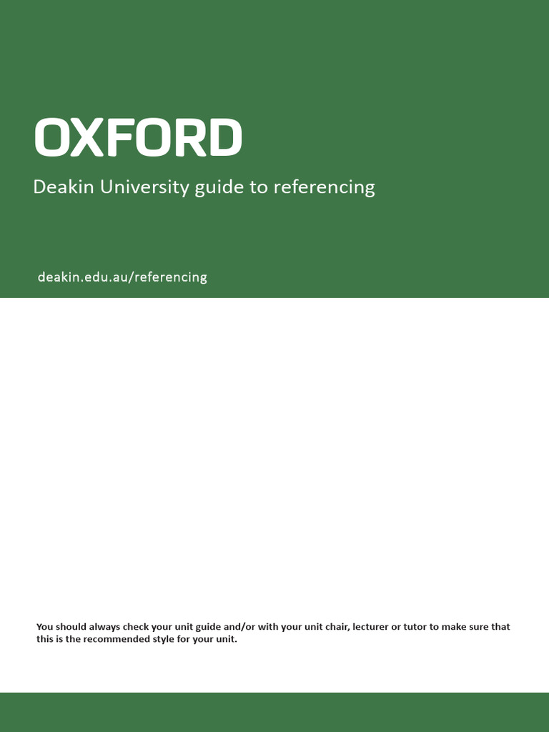 Deakin Guide To Referencing - Oxford | PDF | Citation | Note (Typography)
