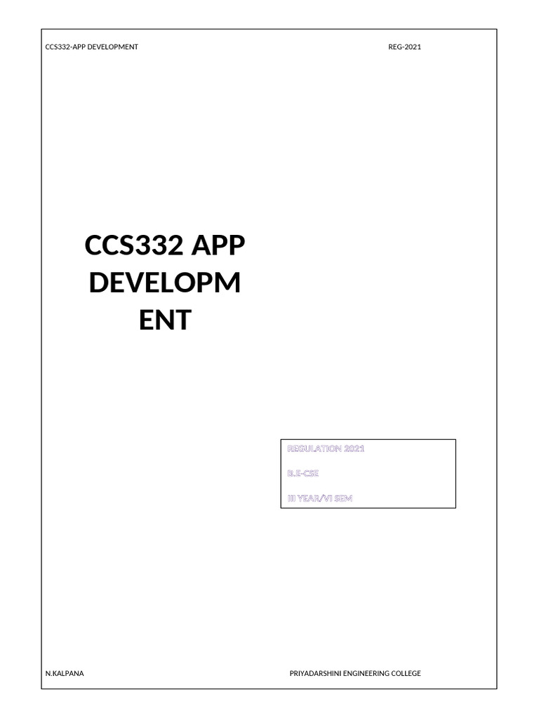 CCS332 App Development Lab Manual of 6th Sem | PDF | Android (Operating System) | Mobile App
