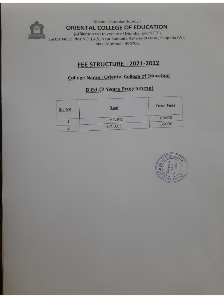 OCE Fee Structure | PDF