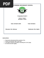 Grade 8 Geography Term 1 Test 2024 | PDF | Earth | Latitude