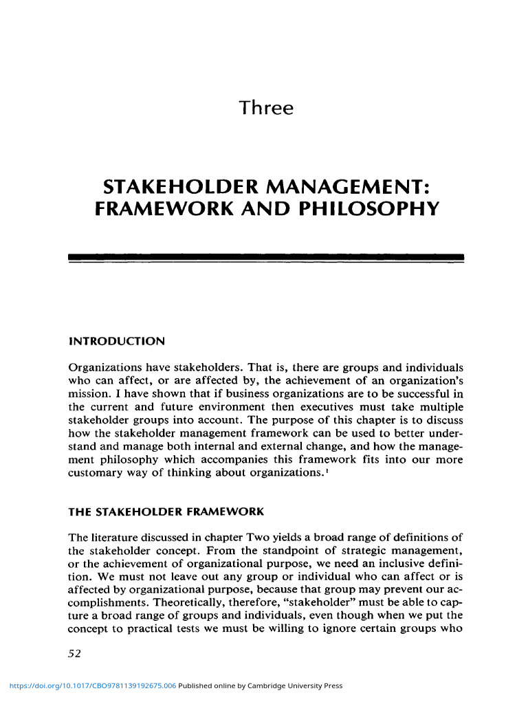 Stakeholder Management Framework and Philosophy | PDF | Strategic ...