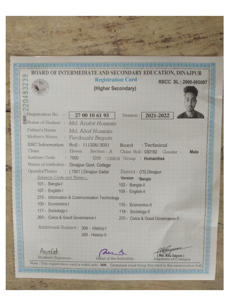 Regestation Card | PDF