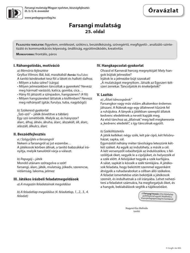 Oravazlat Mnyelv - KF - 2o - Ora - 6 | PDF