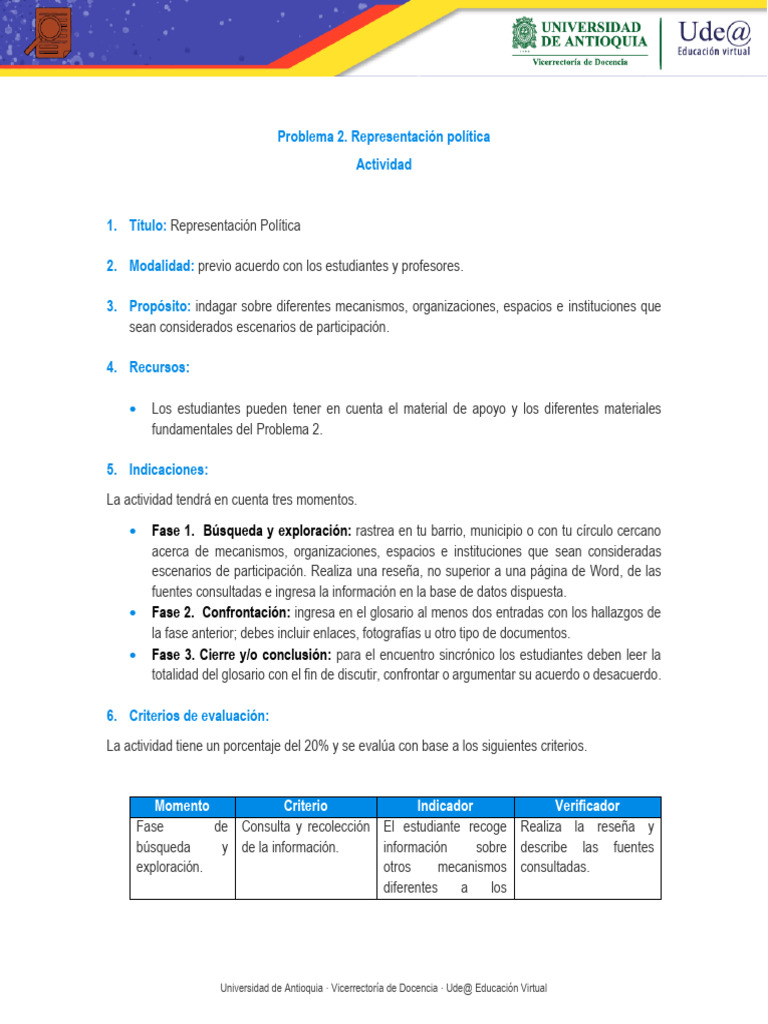 FC p2 Actividad Representacion Politica | PDF