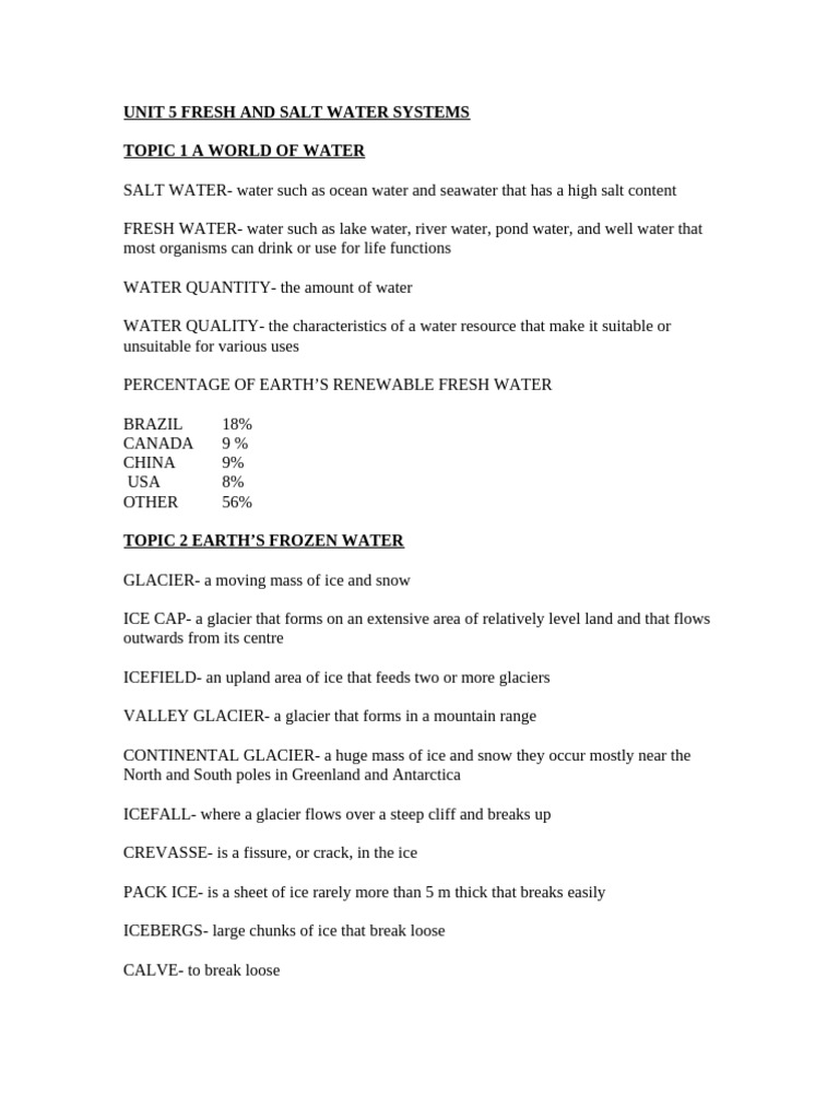 Glacier Water Types and Management | PDF | Glacier | Oceans
