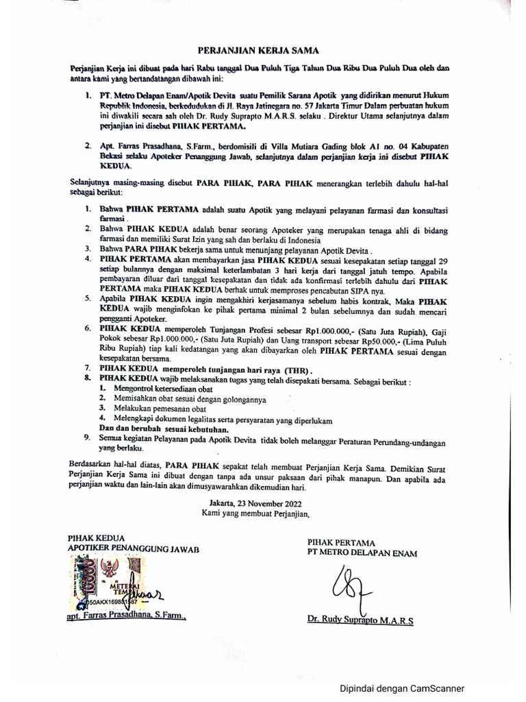 Surat Perjanjian TTDD | PDF