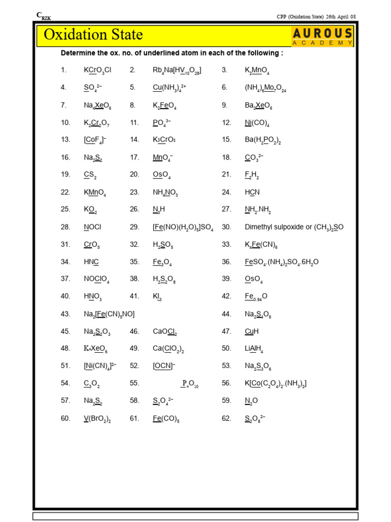 CPP (Oxidation State) 26th April 08 | PDF