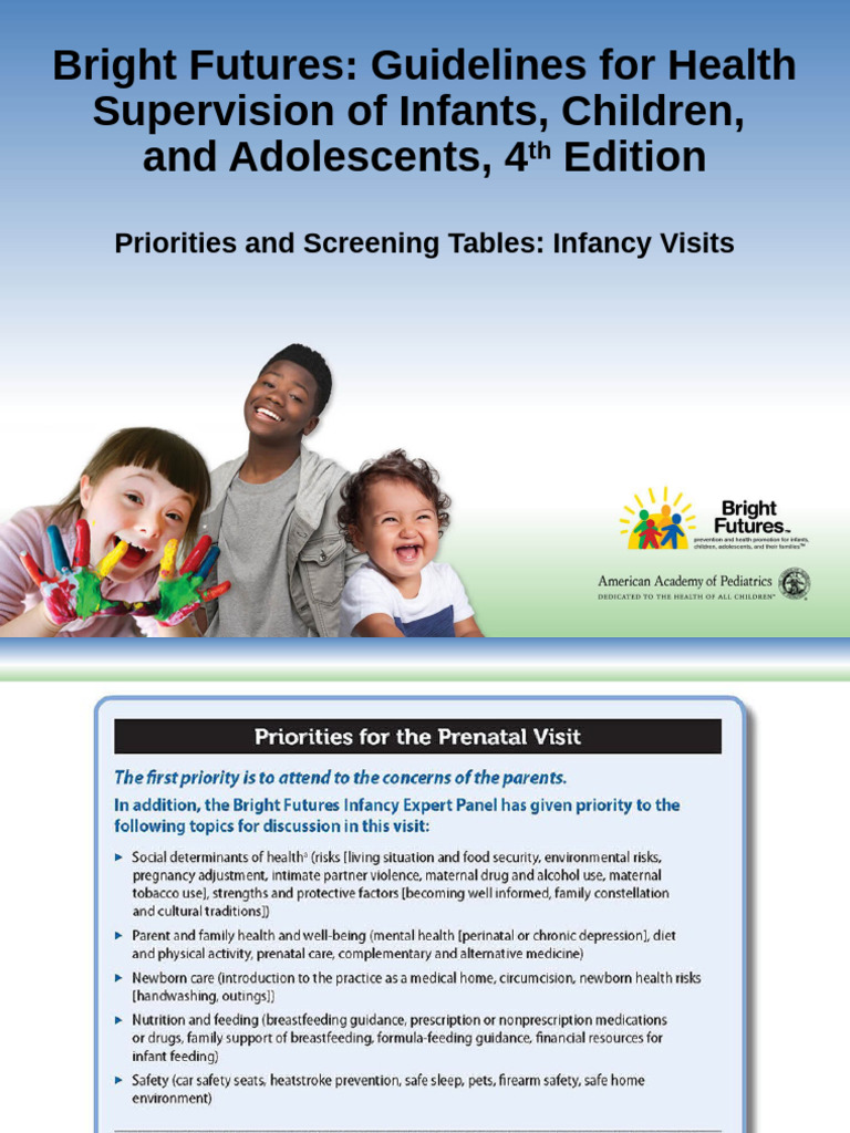 Bright Futures Health Supervision Guidelines | PDF