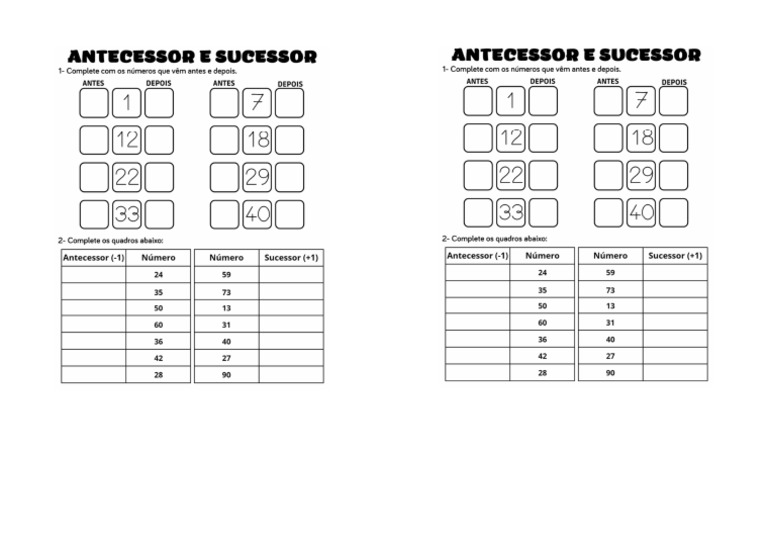 Sucessor e Antecessor | PDF