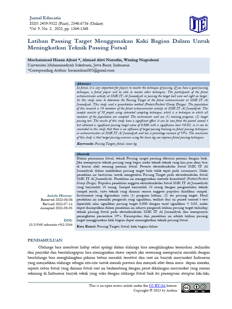 Latihan Passing Target Menggunakan Kaki Bagian Dal | PDF