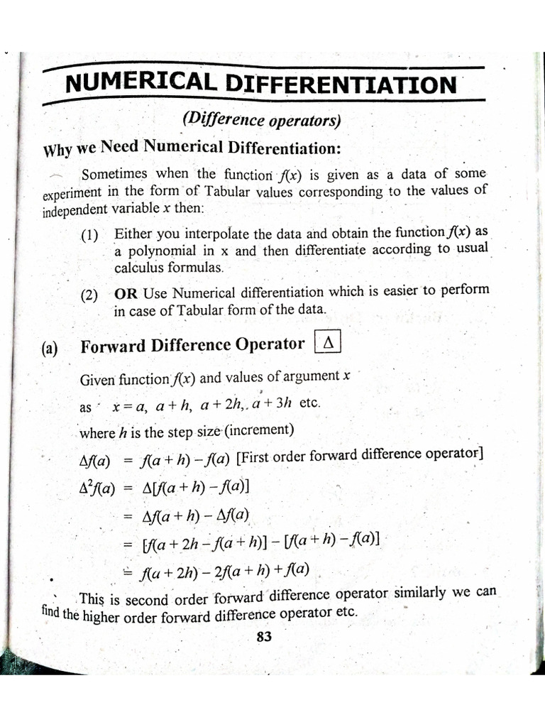 Forward and Backward Difference Operator | PDF