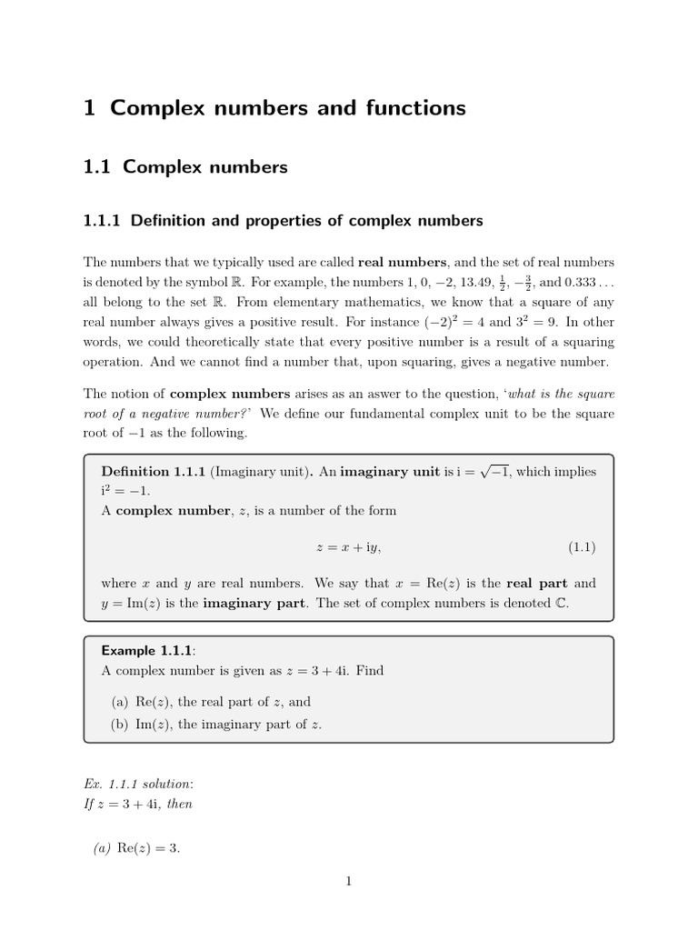 Chapter1 Complex.functions | PDF | Complex Number | Subtraction