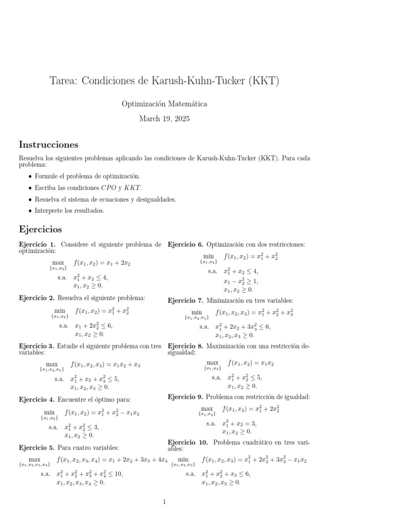 KKT MateII LE 2025 | PDF | Optimización Matemática | Matemáticas De La Computación