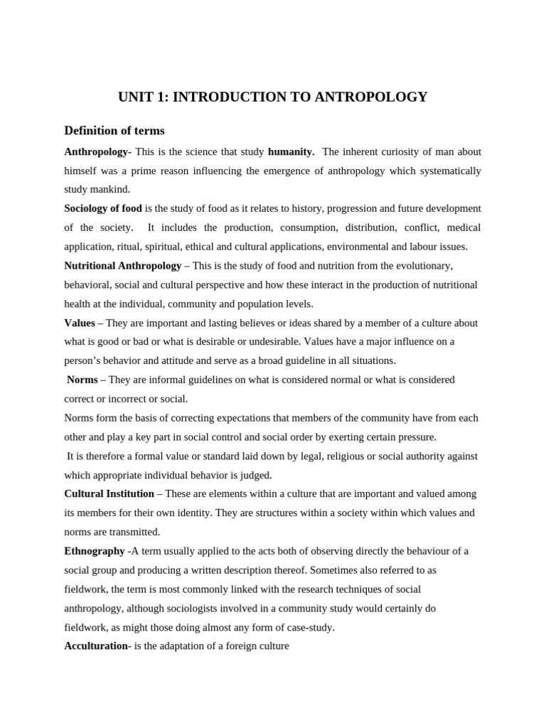 Anthropology Unit 1 Notes S.K | PDF | Anthropology | Knowledge