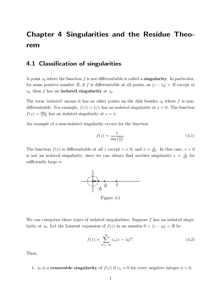 Chapter4-Singularities and The Residue Theorem | PDF