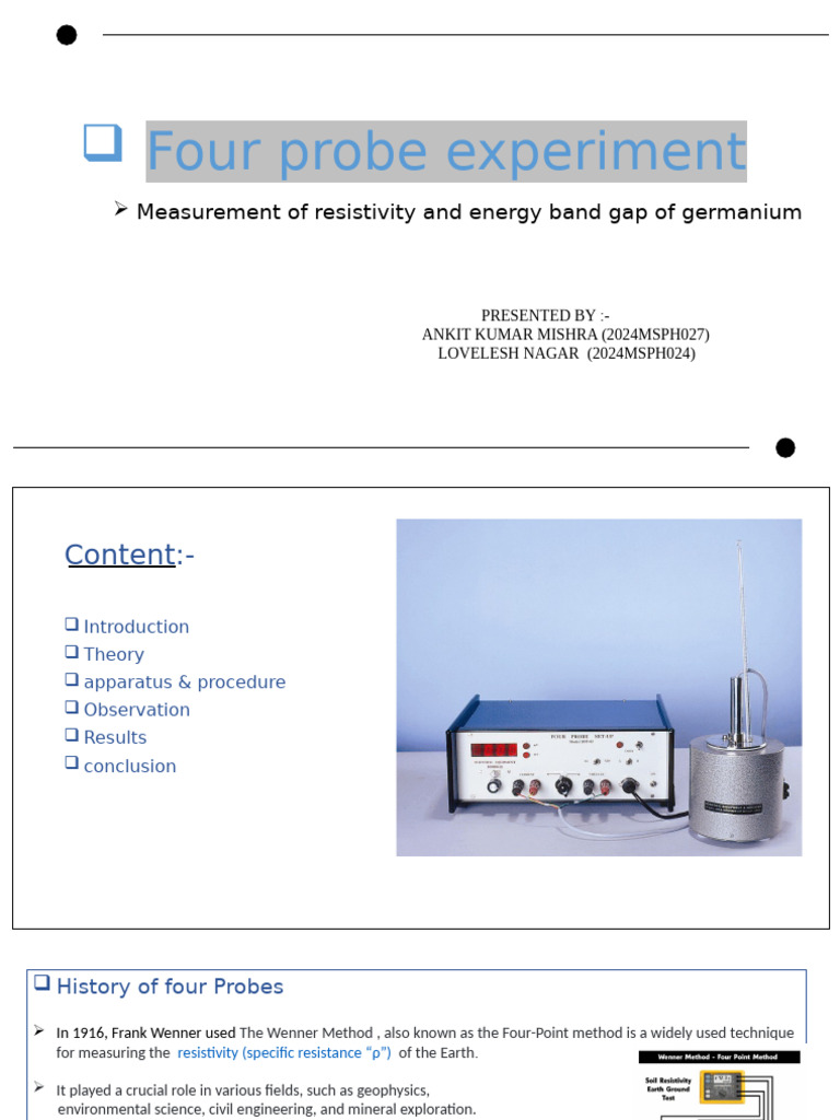 Four Probe Experiment (Autosaved) | PDF | Electrical Resistivity And ...