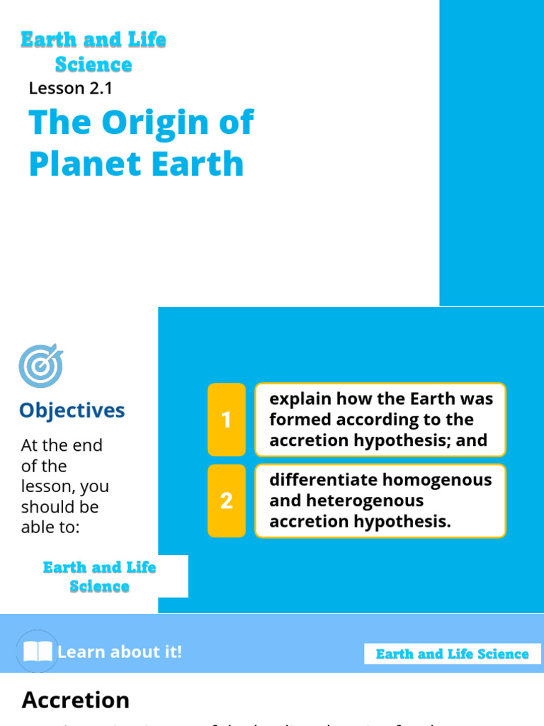Earth and Life Science SHS 2.1 The Origin of Planet Earth | PDF | Earth | Planets