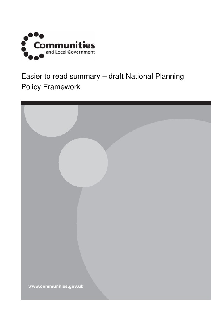 Easier To Read Summary - Draft National Planning Policy Framework | PDF ...