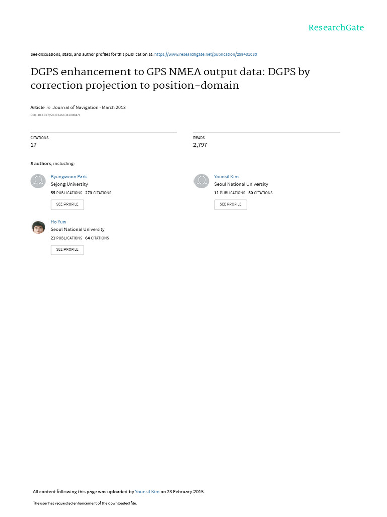 DGPS_enhancement_to_GPS_NMEA_output_data_DGPS_by_c | PDF | Global Positioning System | Navigation