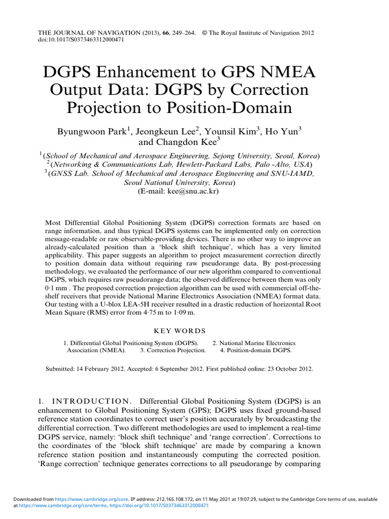 Dgps Enhancement To Gps Nmea Output Data Dgps by Correction Projection To Position Domain | PDF ...