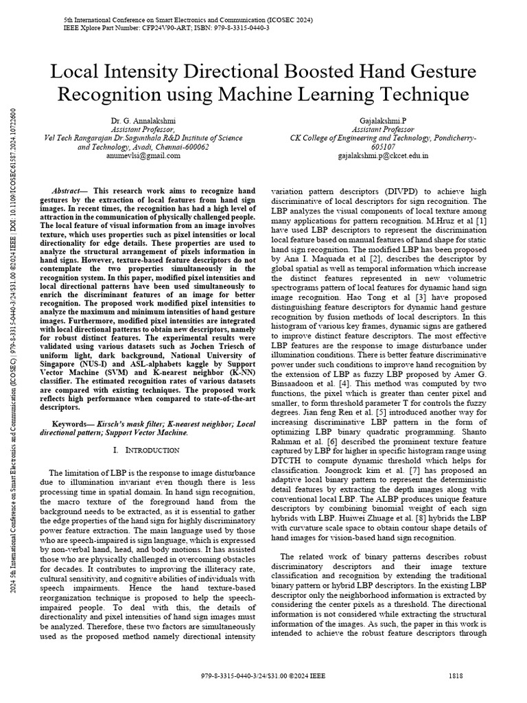 Local Intensity Directional Boosted Hand Gesture Recognition Using Machine Learning Technique ...