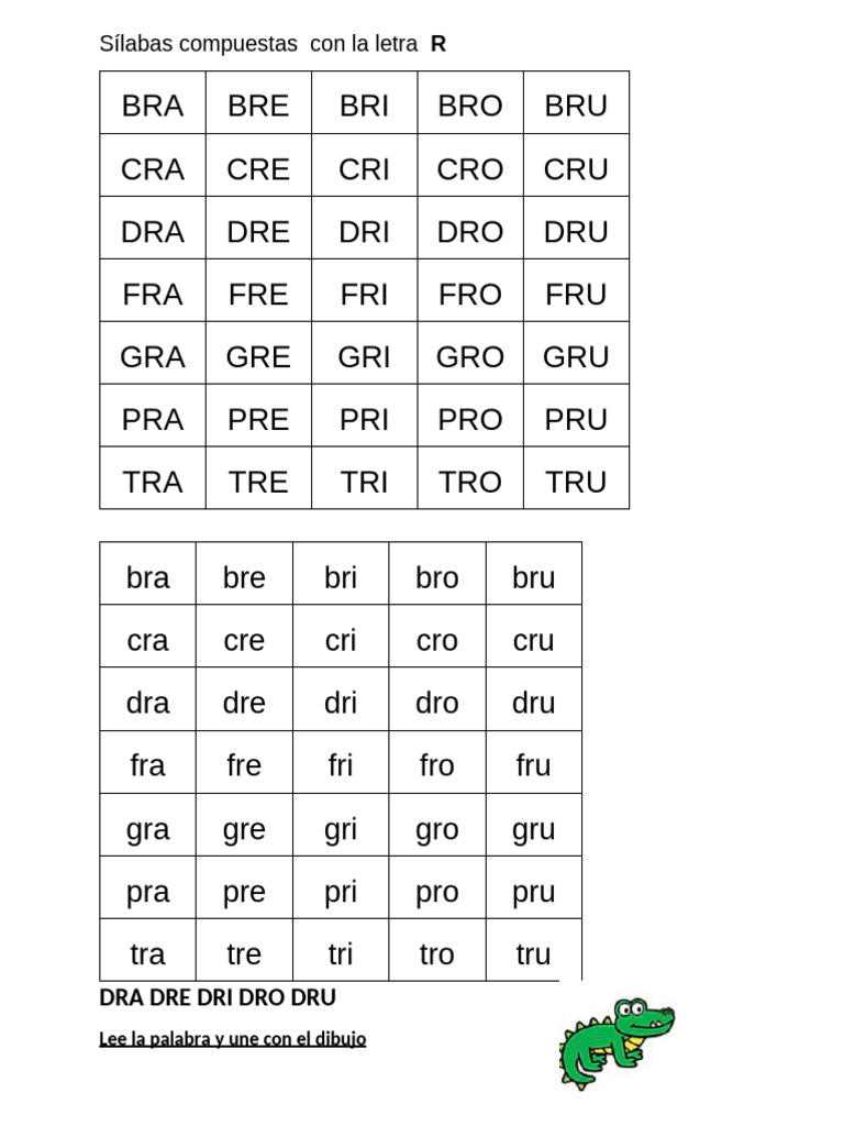 Sílabas compuestas con R y L | PDF