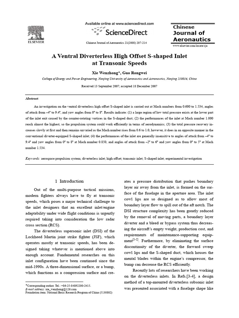 A_Ventral_Diverterless_High_Offset_S-shaped_Inlet_ (1) | PDF | Mach ...