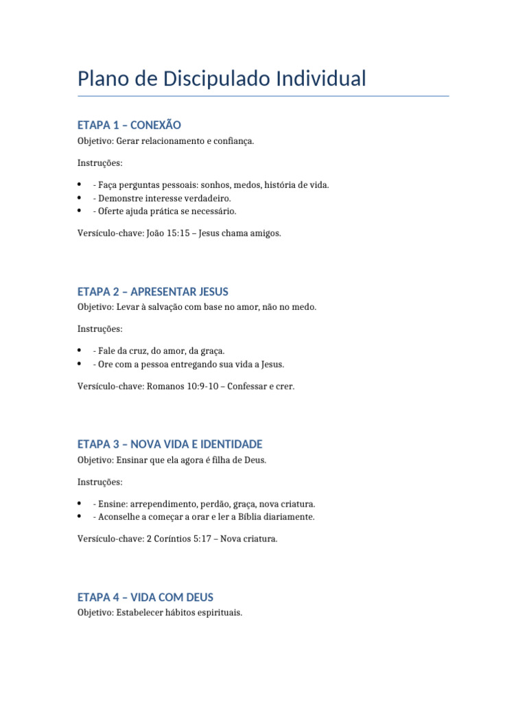 Plano de Discipulado Individual | PDF
