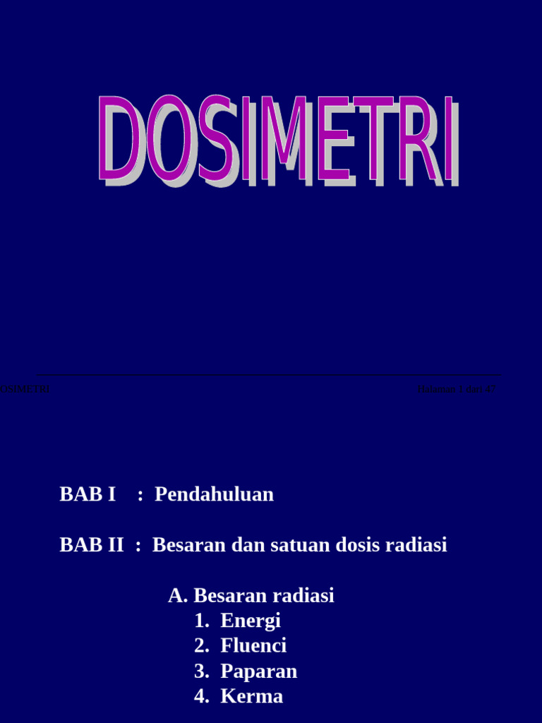 Dosimetri - Proteksi Radiasi - TRO | PDF