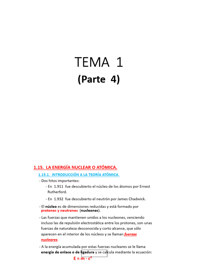 TEMA 1 (Parte 4) | PDF | La energía nuclear | Fusión nuclear