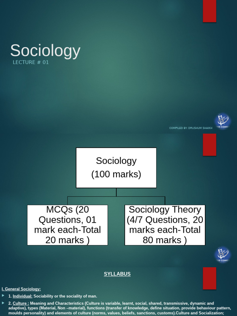 Sociology Lecture 01 | PDF | Sociology | Socialization