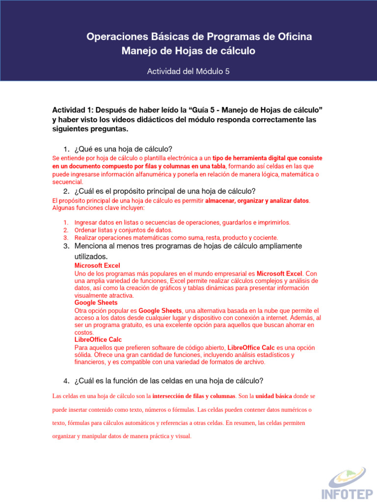 Actividad - Modulo 5 | PDF | Hoja de cálculo | Microsoft Excel