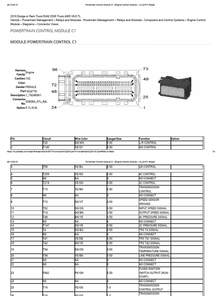 Dodge Ram Powertrain Control Module Diagram | PDF | Vehicles ...