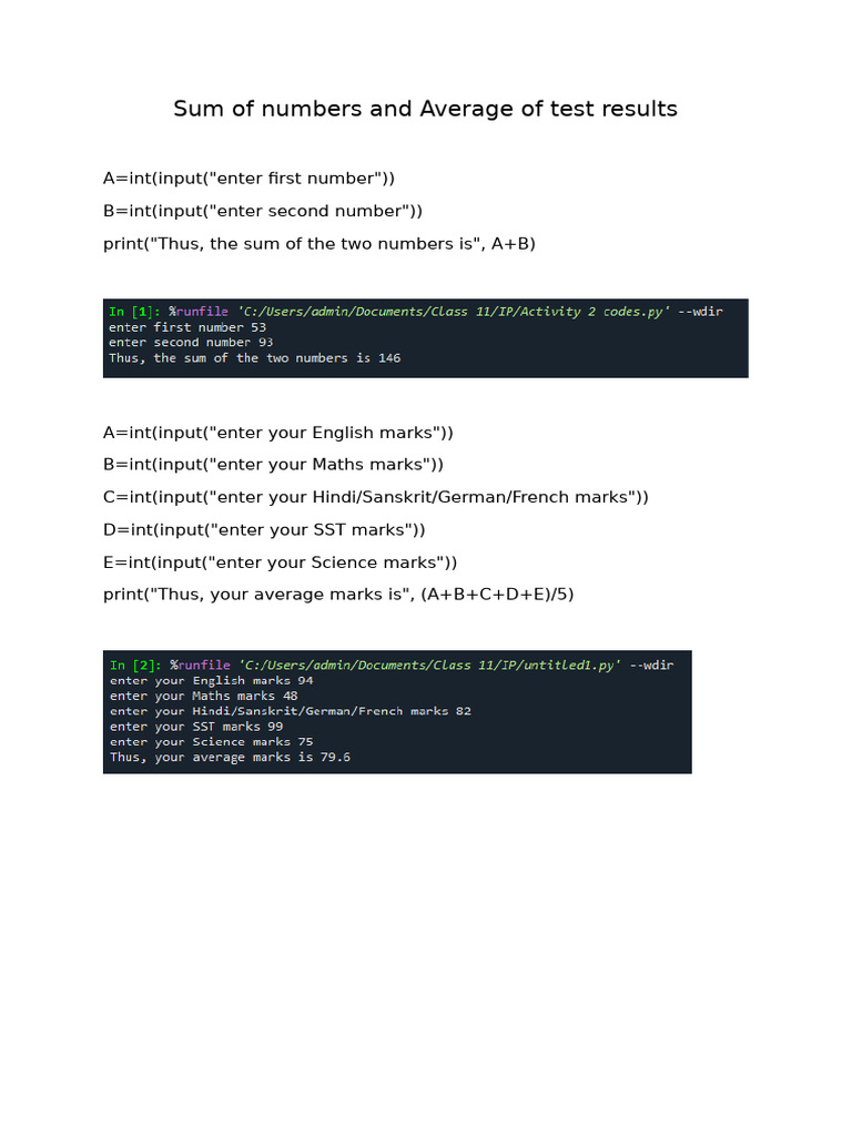 Class 11 Activity 2 | PDF