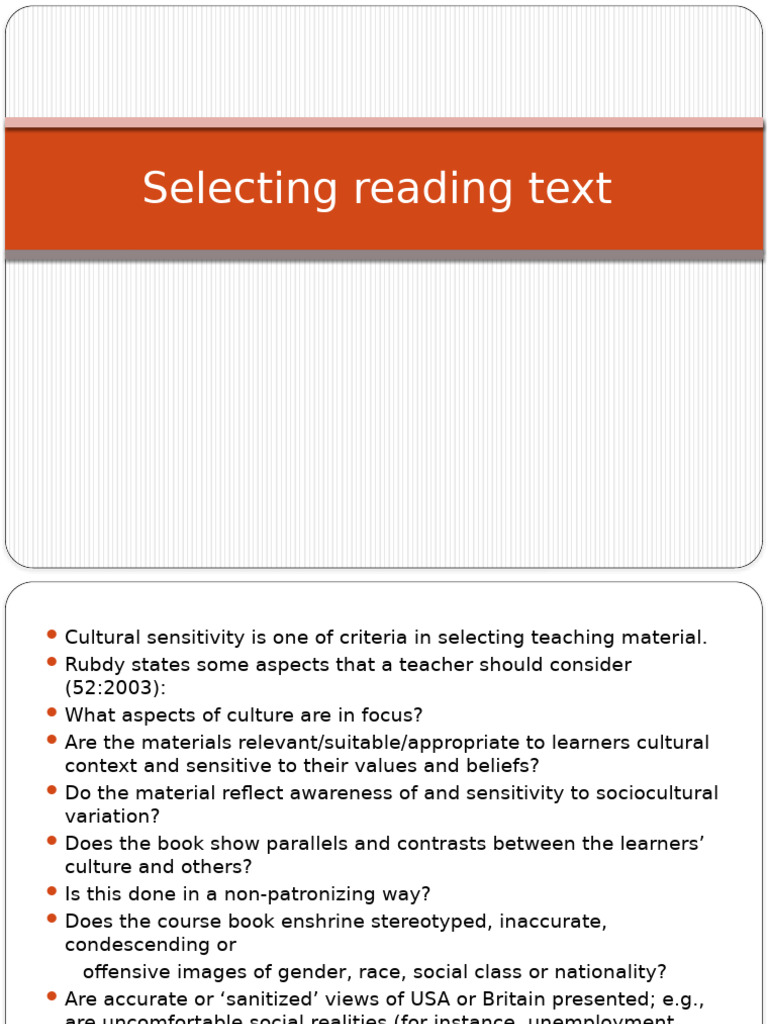 Selecting Reading Text | PDF | Race (Human Categorization) | Second Language
