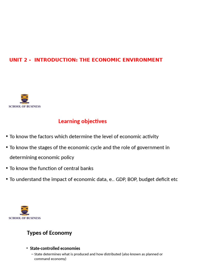 Unit Two - The Economic Enviroment | PDF | Money Creation | Inflation