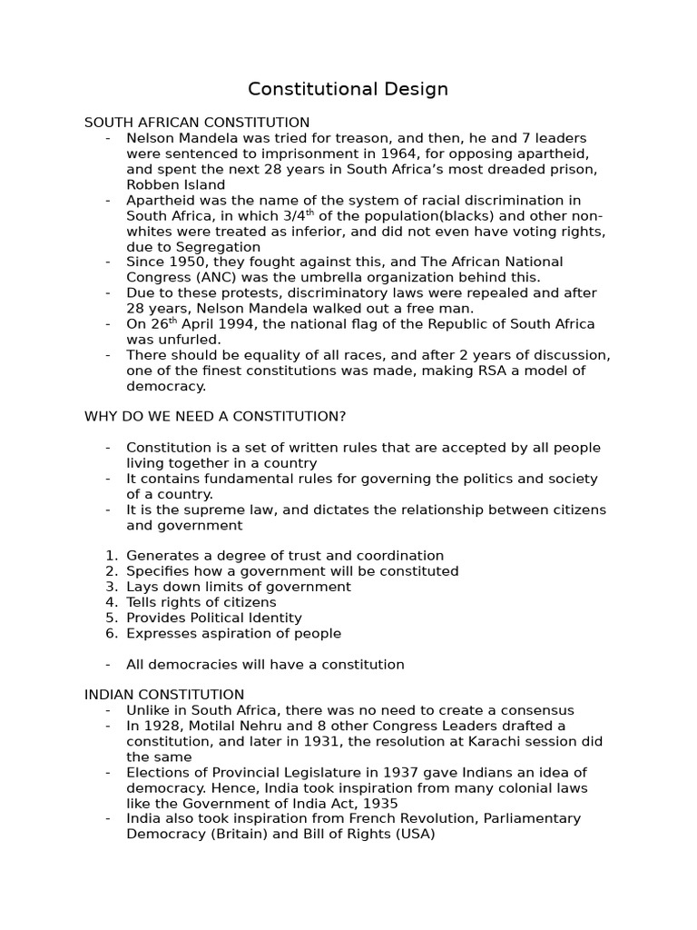 Civics HY - Constitutional Design | PDF | Political Science | Legal ...