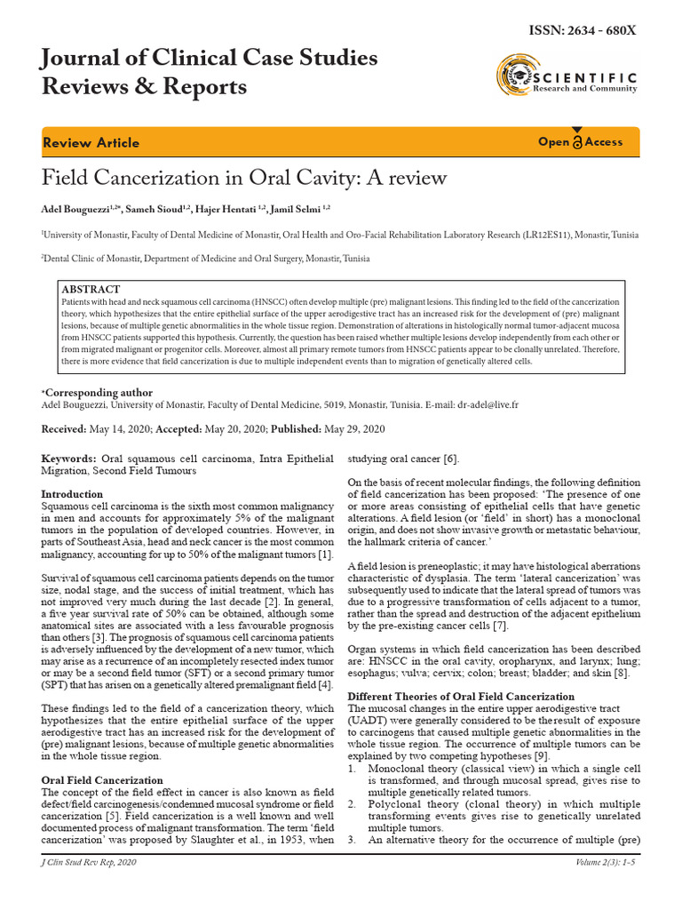 Field Cancerization in Oral Cavity A Review | PDF | Epidermal Growth ...