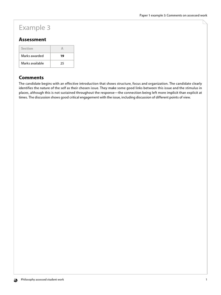 Philosophy Student Assessment Feedback | PDF