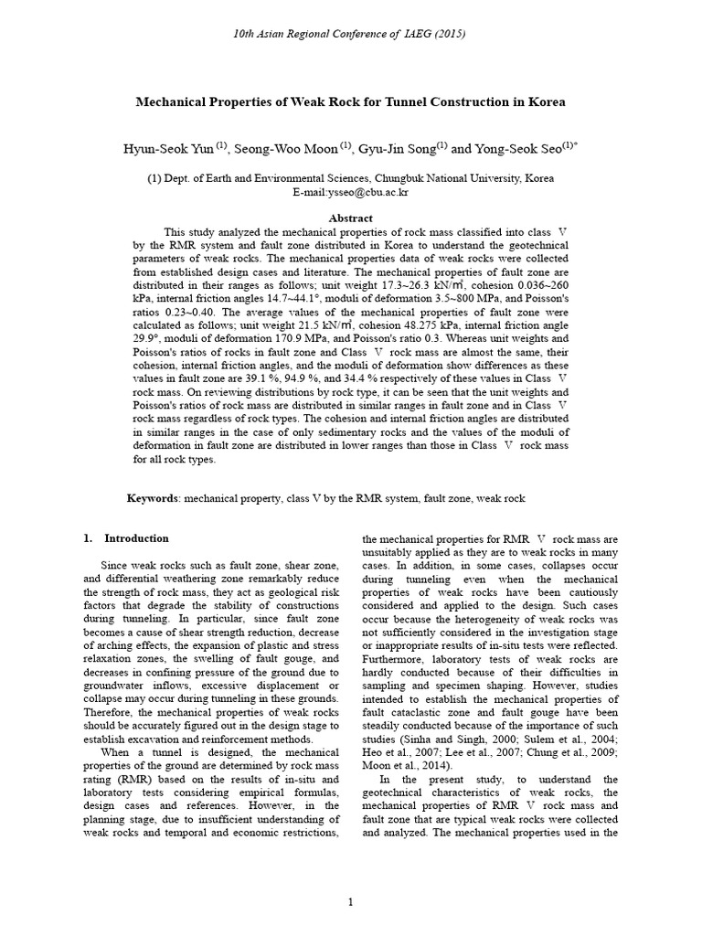 2015 Yun Et Al - Mechanical Properties of Weak Rock For Tunnel ...