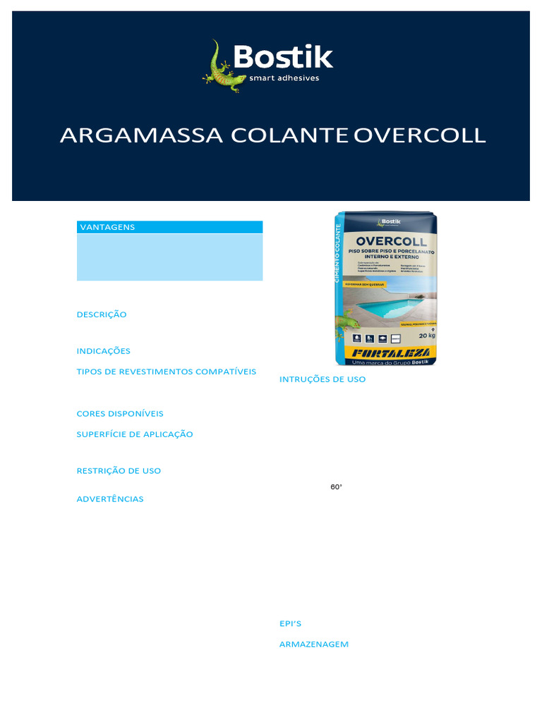 Ficha Ténica - Overcoll-Bostik | PDF | Argamassa (alvenaria ...