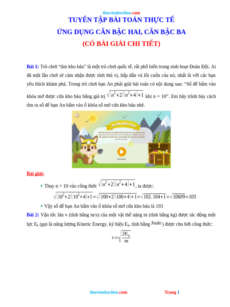 Cac Bai Toan Thuc Te Ung Dung Can Bac Hai Bac Ba | PDF